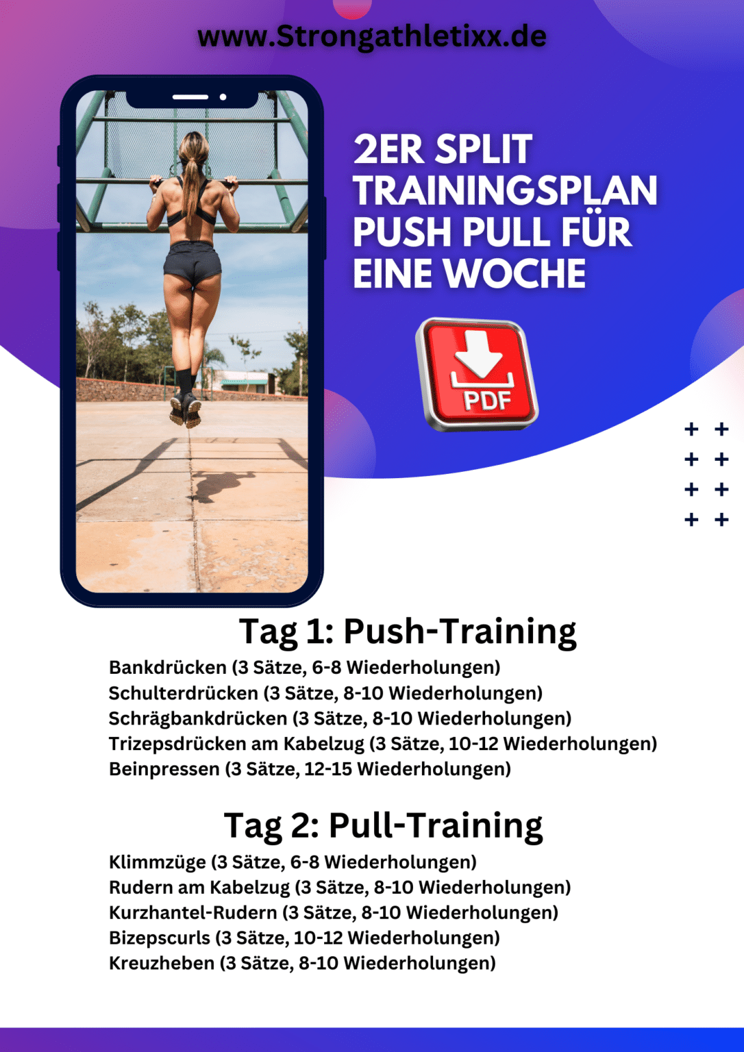 Effektiver 2er Split Trainingsplan als PDF download 🏋